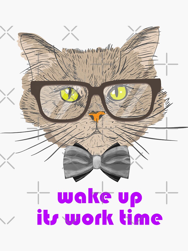 "cute cat work pets" Sticker for Sale by HamzaChouqar2 | Redbubble