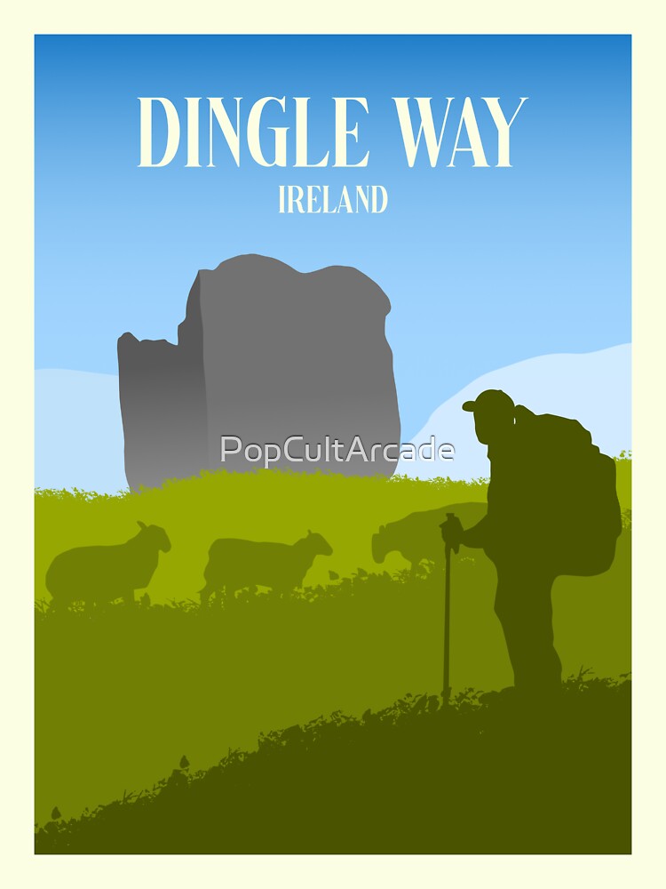 "Dingle Way - Minimalist Travel Style - Vintage Travel Art" Sticker for ...