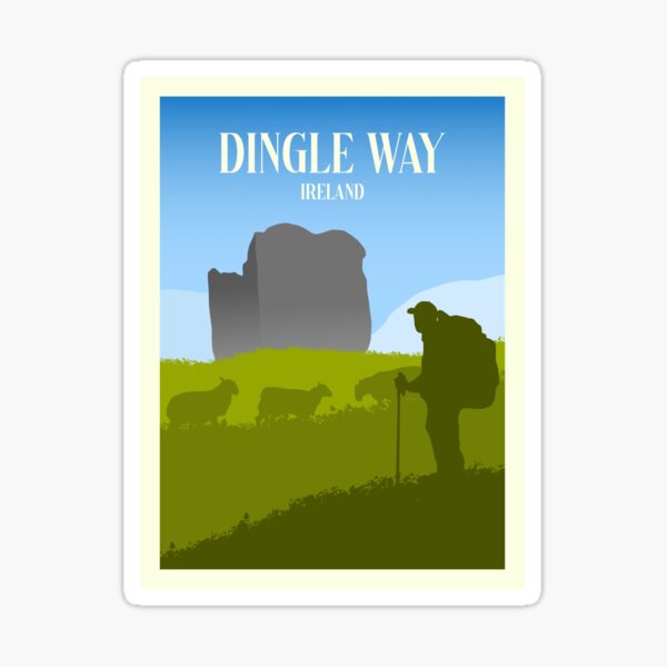 "Dingle Way - Minimalist Travel Style - Vintage Travel Art" Sticker for ...