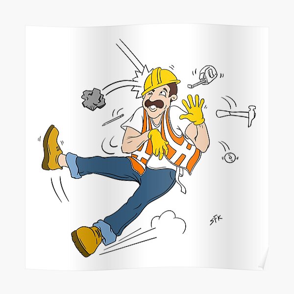 "Funny Construction Worker" Poster for Sale by SFK-workshop | Redbubble