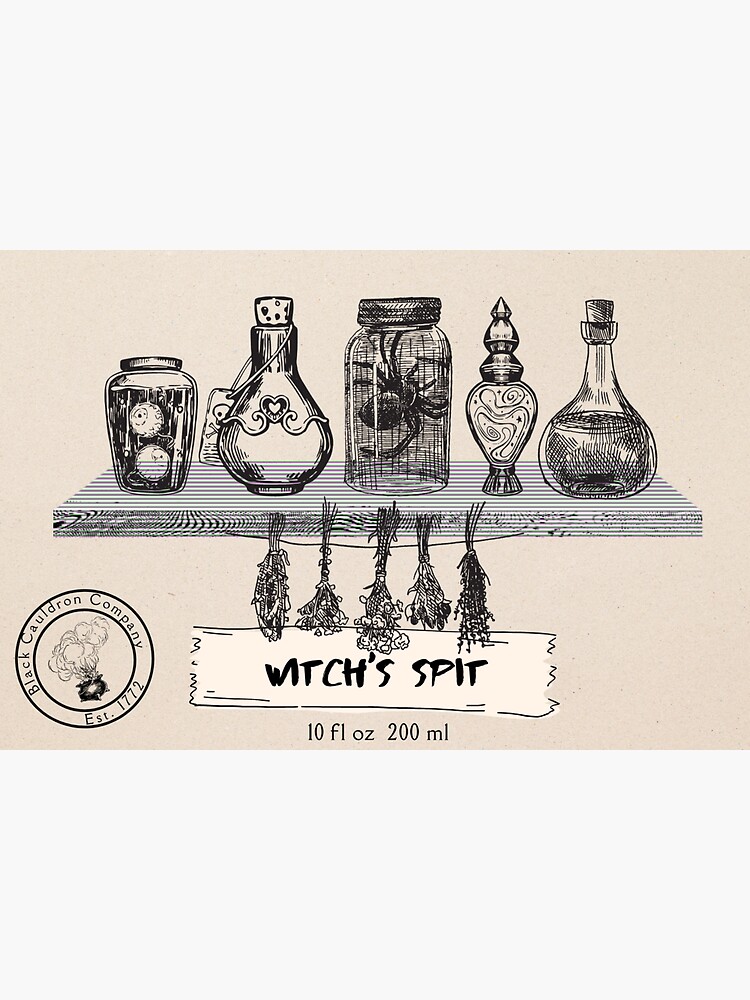 "Witch's Spit Potion Label" Sticker for Sale by ValleyOfLore | Redbubble