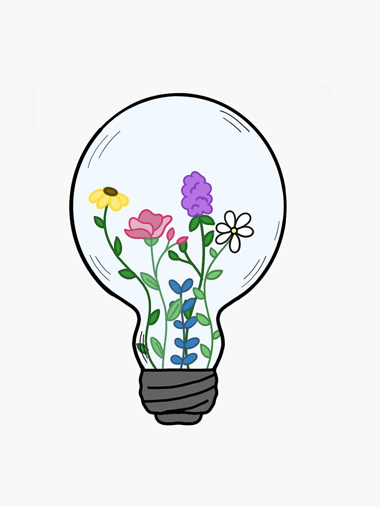 "Aesthetic Flowers in lightbulb sticker" Sticker for Sale by ...