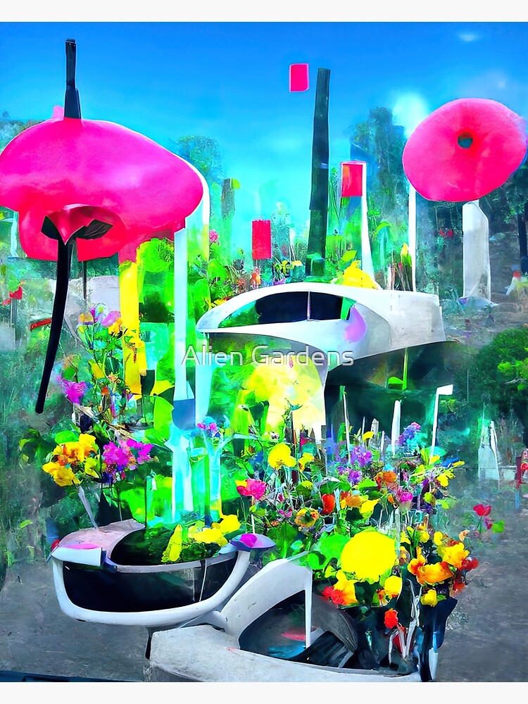 "Alien Garden Flowers - Futuristic House Garden in bloom #1" Poster for ...