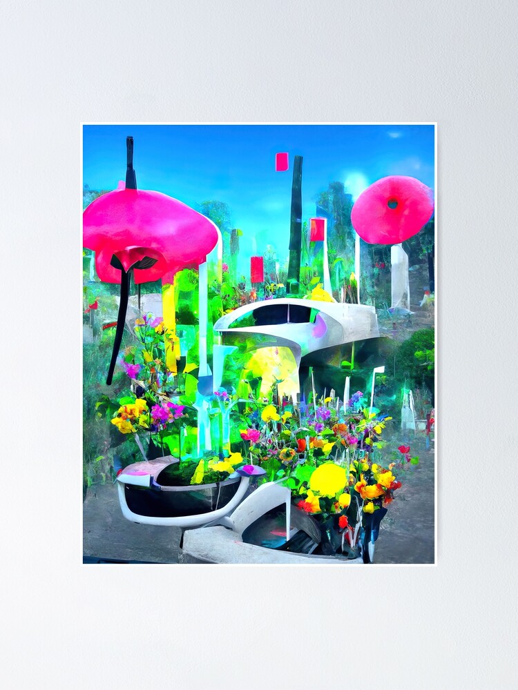 "Alien Garden Flowers - Futuristic House Garden in bloom #1" Poster for ...