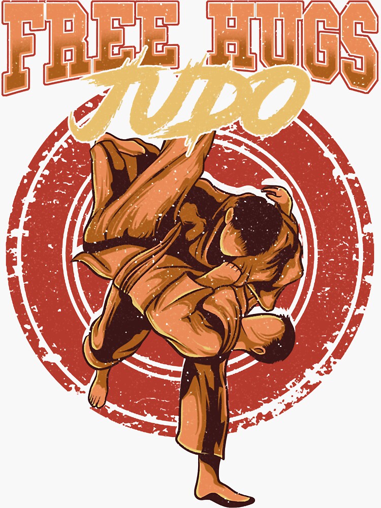 "Free Judo Hugs Funny MMA Mixed Martial Arts Pun " Sticker for Sale by ...