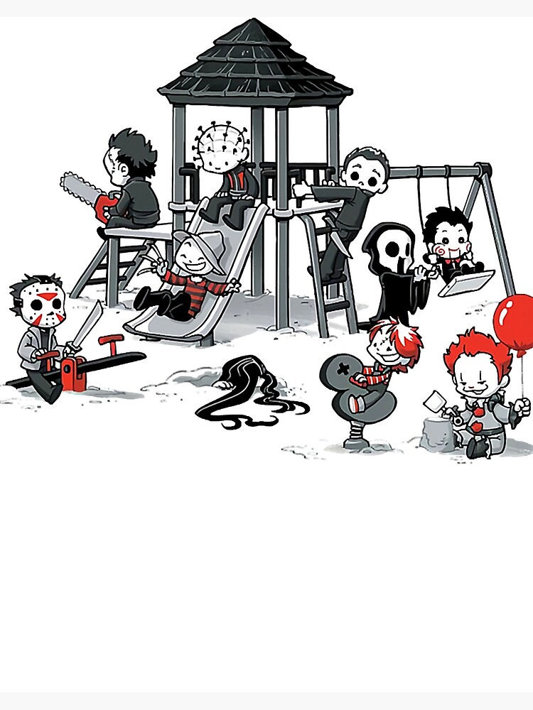 "Cute Baby Horror Characters Playing Horror Movies Hallowee" Art Board ...