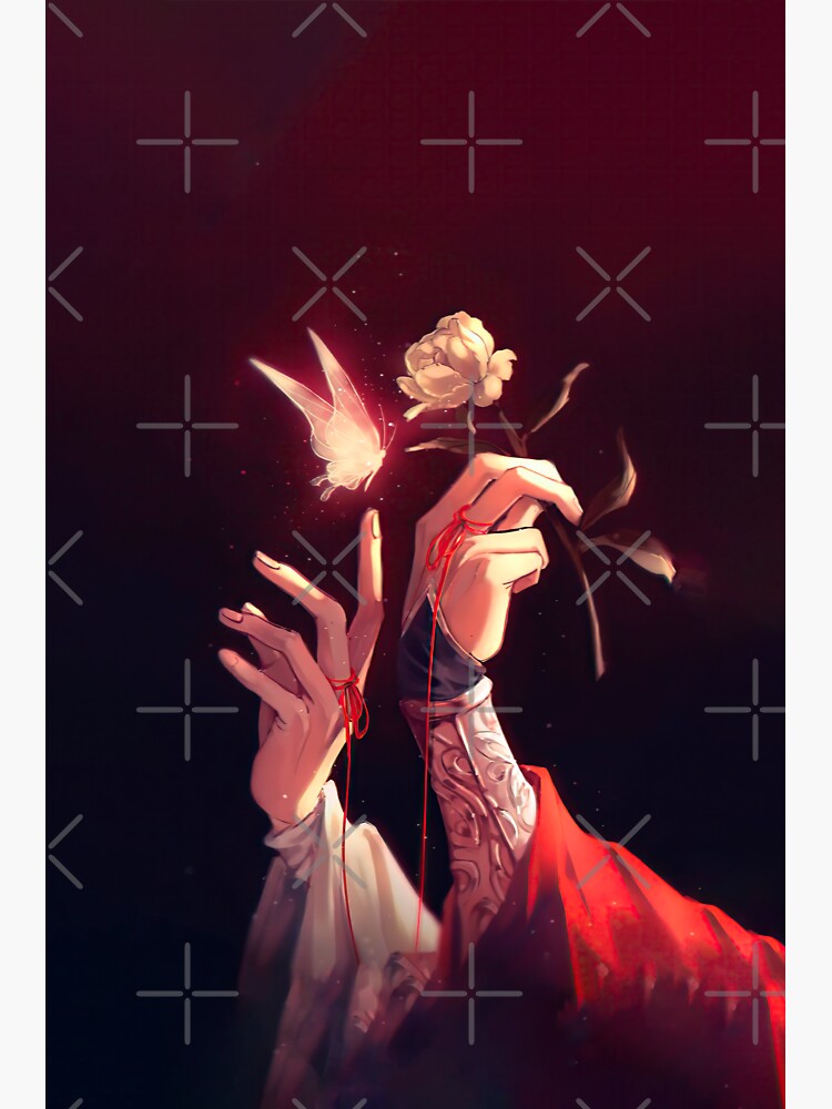 "Tian Guan Ci Fu butterfly and peony Hua Cheng Xie lian" Sticker for ...