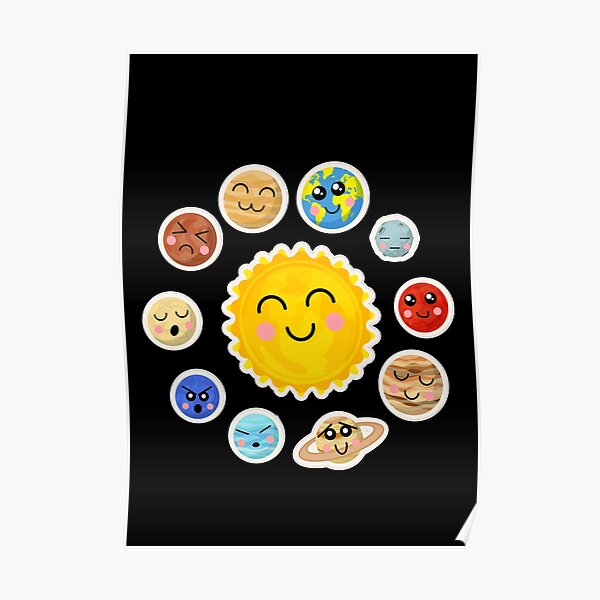 "Happy cartoon planets in the solar system" Poster for Sale by Benb2567 ...