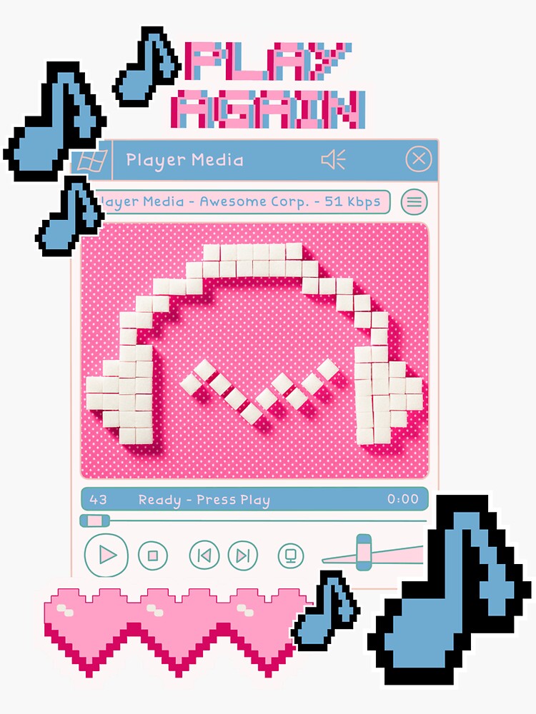"Pixel Device: Play Again" Sticker for Sale by Golden9Tails | Redbubble