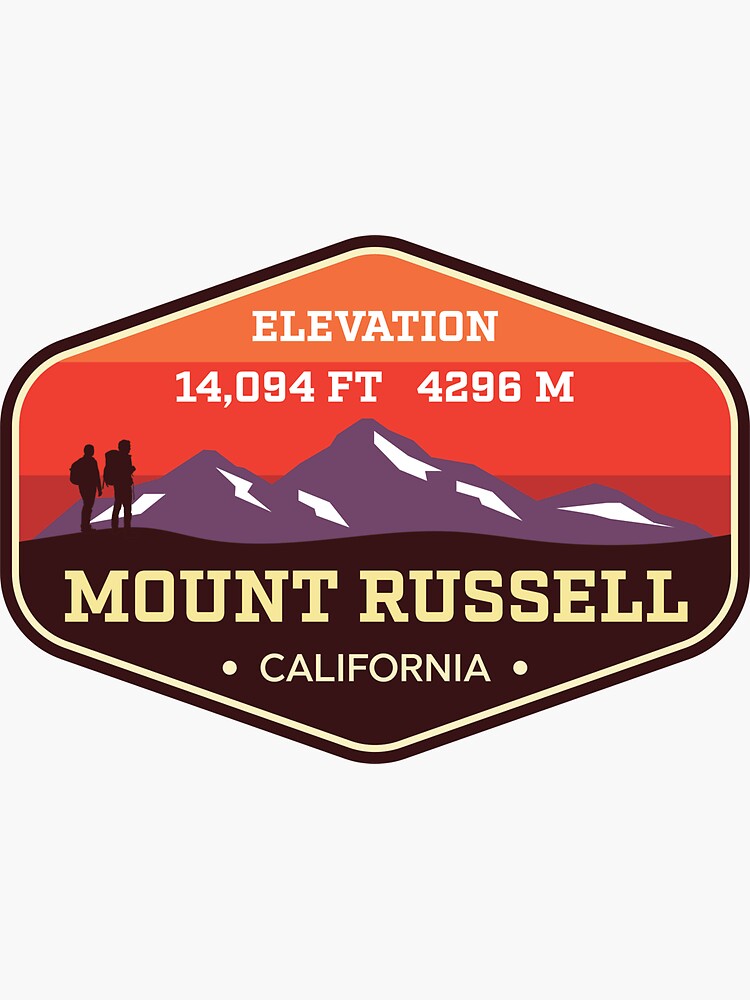 "Mount Russell California - Mountain Climbing Badge " Sticker for Sale ...