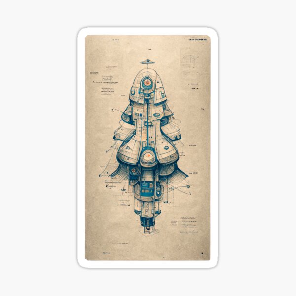 "Blueprint of an Alien Spaceship" Sticker for Sale by Artificial-Ink ...