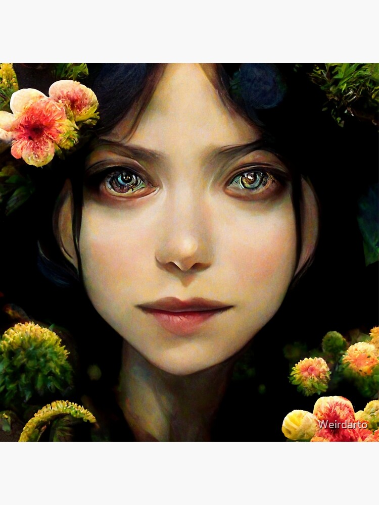 Impression photo « Anime belle femme brune gros plan dessin animé ...