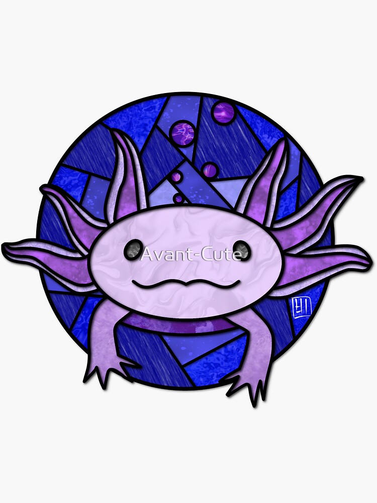 "Purple Axolotl Stained Glass" Sticker for Sale by Avant-Cute | Redbubble