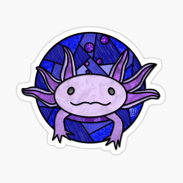 "Purple Axolotl Stained Glass" Sticker for Sale by Avant-Cute | Redbubble
