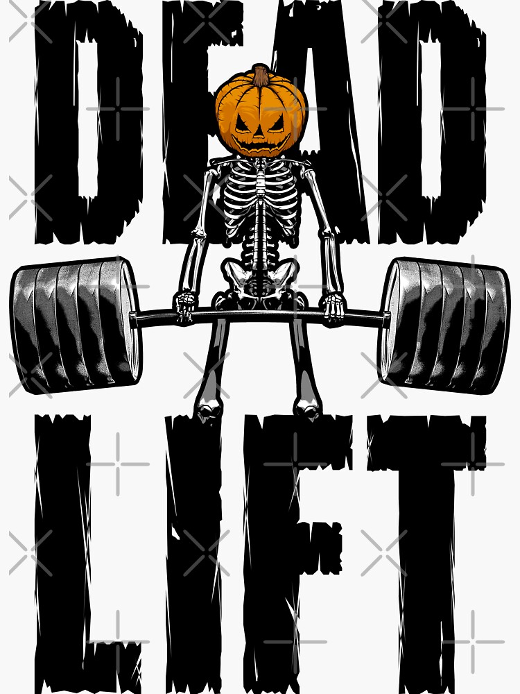 "Halloween Gym Deadlift Skeleton Pumpkin Goth Fitness Workout" Sticker ...