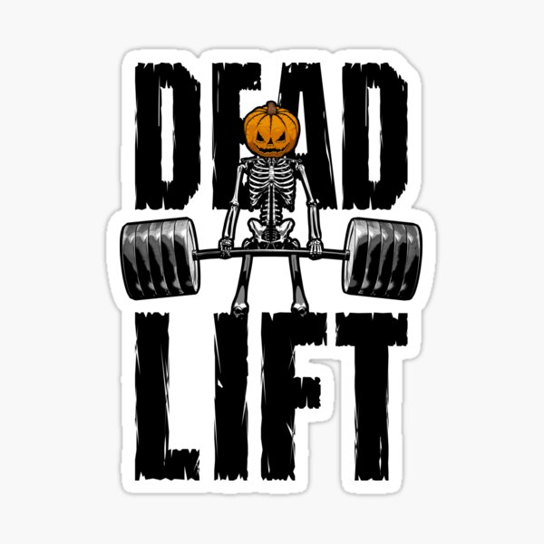 "Halloween Gym Deadlift Skeleton Pumpkin Goth Fitness Workout" Sticker ...