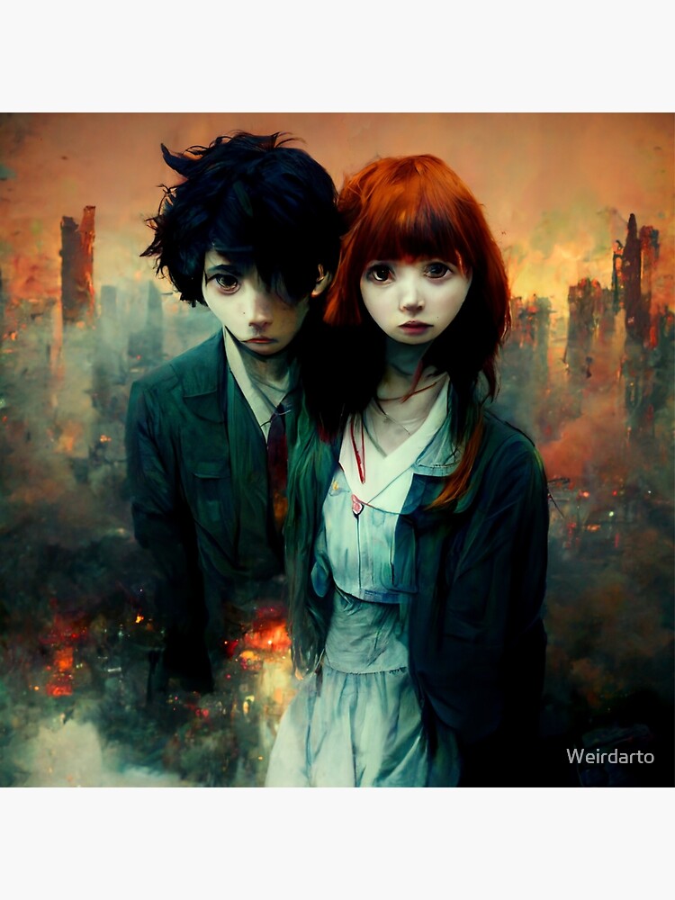 Impression photo « Couple Anime Belle Femme Rousse Dessin Animé Fille ...