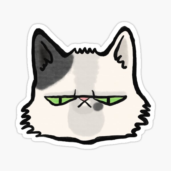 "frown bicolor cat 6" Sticker for Sale by zitten | Redbubble