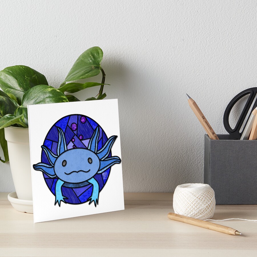 "Blue Axolotl Stained Glass" Art Board Print for Sale by Avant-Cute ...