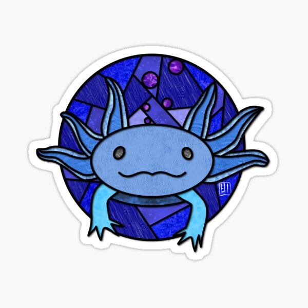 "Blue Axolotl Stained Glass" Sticker for Sale by Avant-Cute | Redbubble