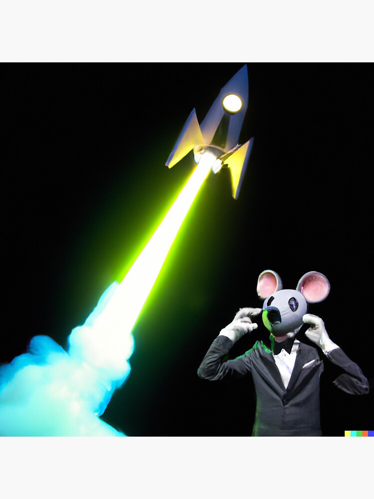 "Mouse at Laser Show Rocket Ship Launch" Sticker for Sale by ...