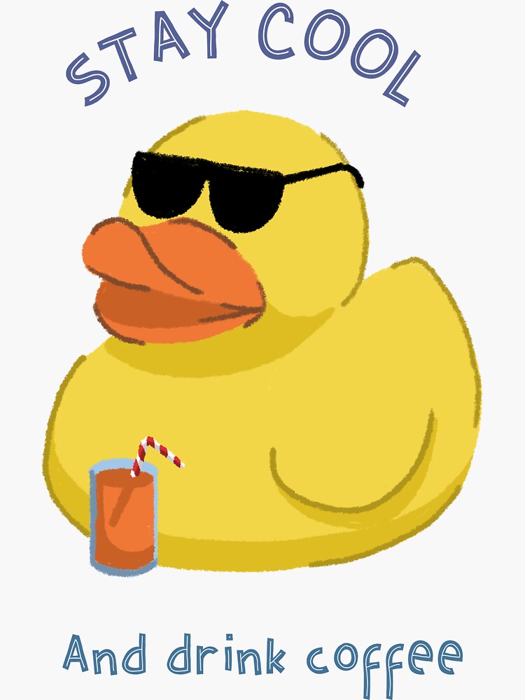"Cute Duck Drinking Coffee" Sticker for Sale by Jkings25 | Redbubble