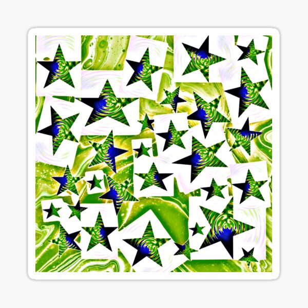 "Watery Star pattern, mixture, blue and green swirl. Digital art ...
