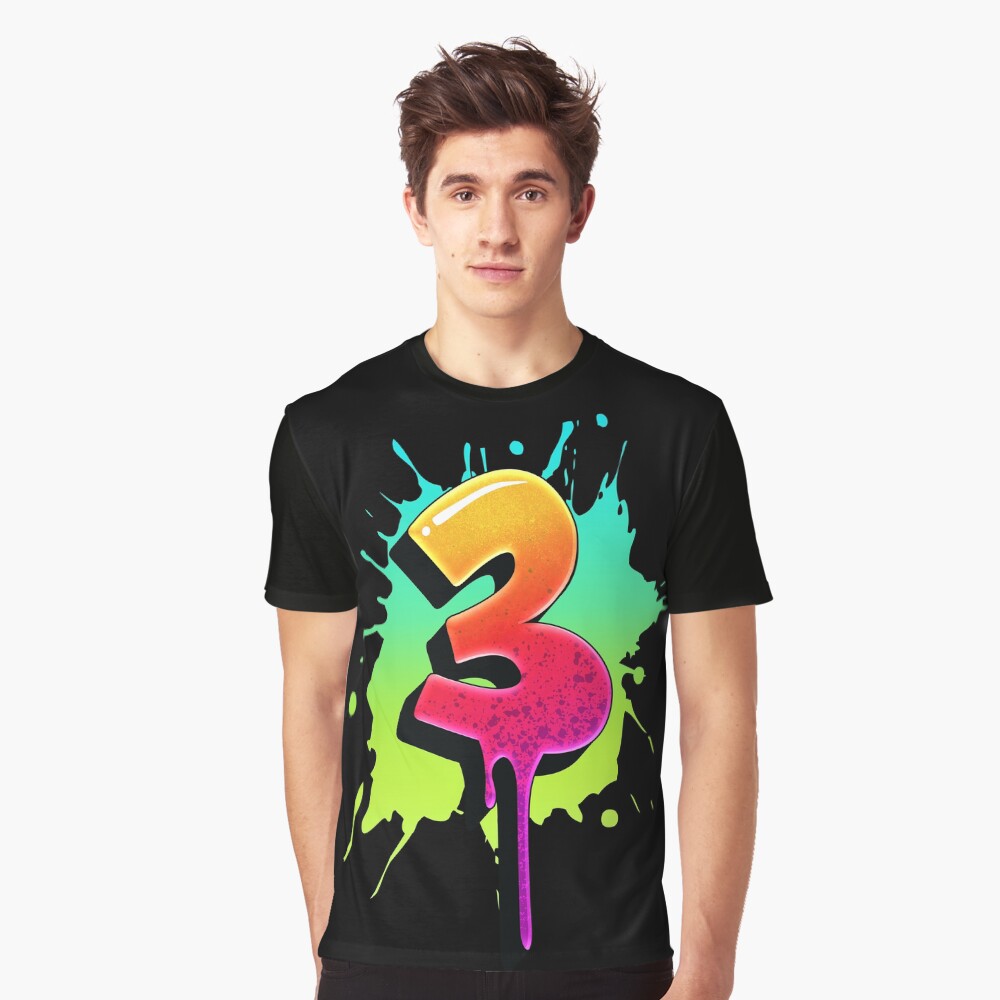 "Graffiti Number 3 Digit Colorful Paint Splash Style" Sticker for Sale ...
