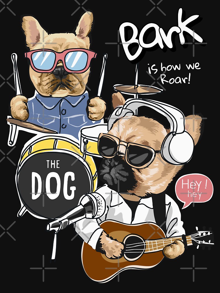 "Dogs Wearing Clothes and Eye Glasses Playing in a Rock Band" T-shirt ...