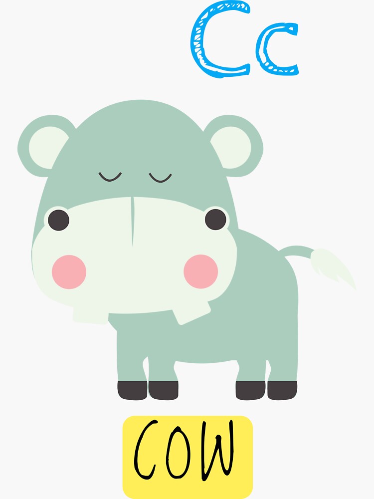 "Names of Animals - C for Cow Sticker" Sticker for Sale by EIRENE-ZOE ...