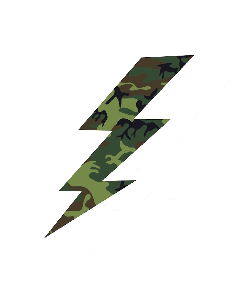 "Camo Camouflage Lightning Bolt" by emily-loves-art | Redbubble