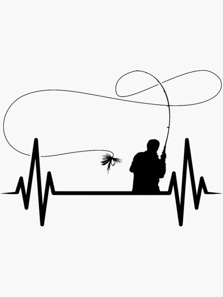 "Fly Fishing Heartbeat Ecg Fisher Fishing Fly Fishe" Sticker for Sale ...