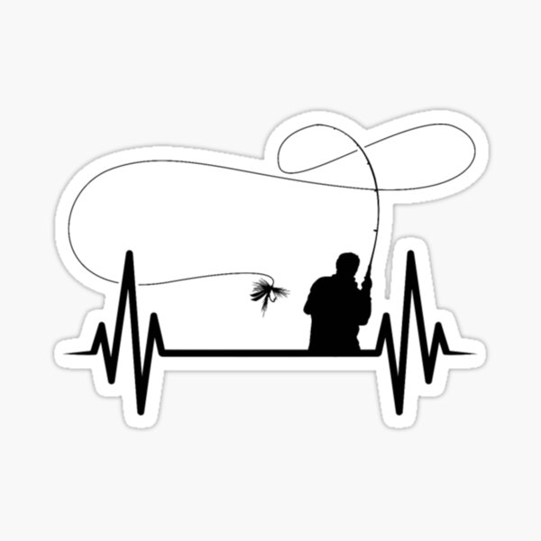 "Fly Fishing Heartbeat Ecg Fisher Fishing Fly Fishe" Sticker for Sale ...