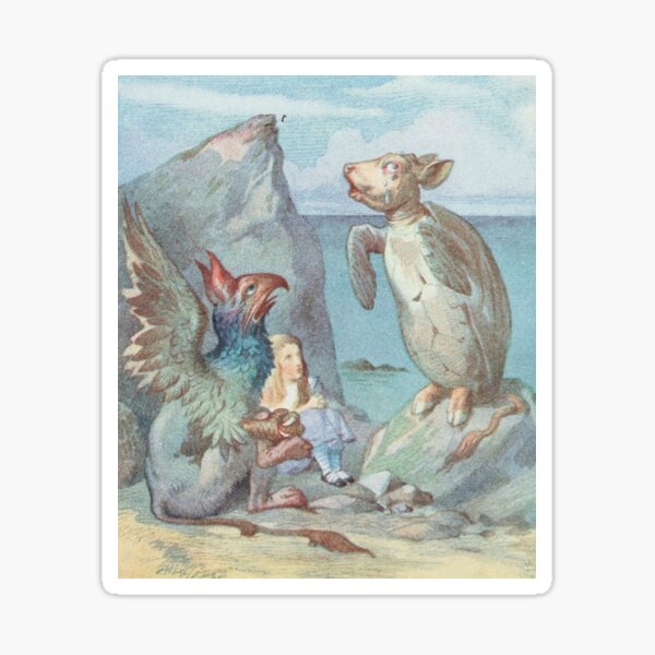 Pegatina «Alicia, la falsa tortuga y el grifo, ilustrado por John ...