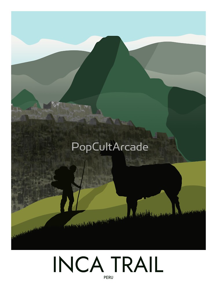 "Inca Trail - Minimalist Travel Style - Vintage Travel Art" Sticker for ...