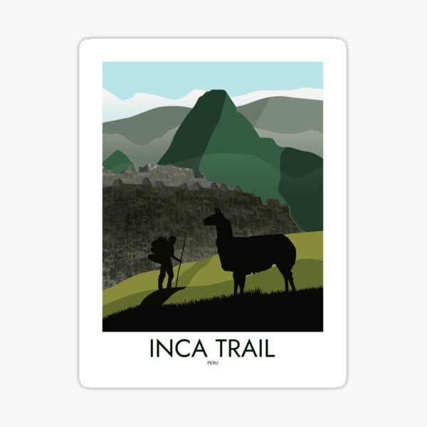 "Inca Trail - Minimalist Travel Style - Vintage Travel Art" Sticker for ...