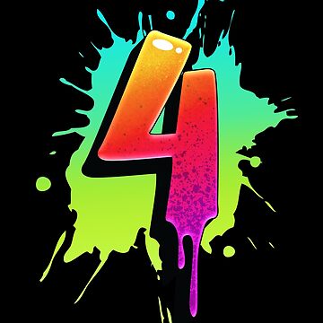 "Graffiti Number 4 Digit Colorful Paint Splash Style" Sticker for Sale ...