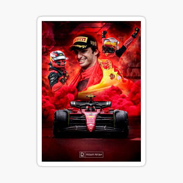 "Carlos Sainz and Ferrari F1 2022 (without letters)" Sticker for Sale ...