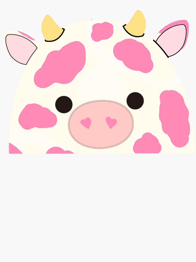 "Pink Cow Peeker" Sticker for Sale by squiishy-peach | Redbubble