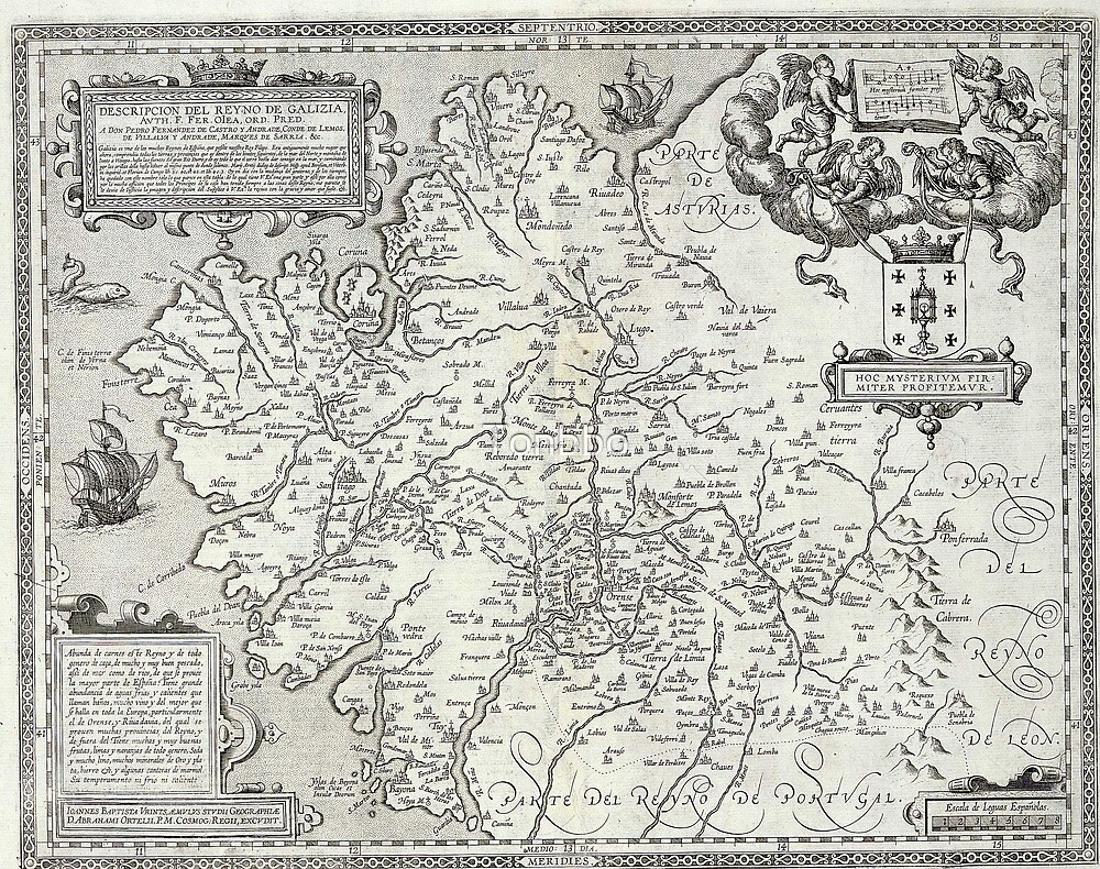 "Descripcion Reyno de Galizia de Ojea (Map of Galicia, early 17th ...