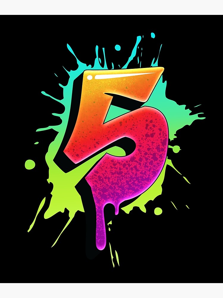 Póster «Graffiti Número 5 Dígitos Pintura Colorida Estilo Salpicadura ...