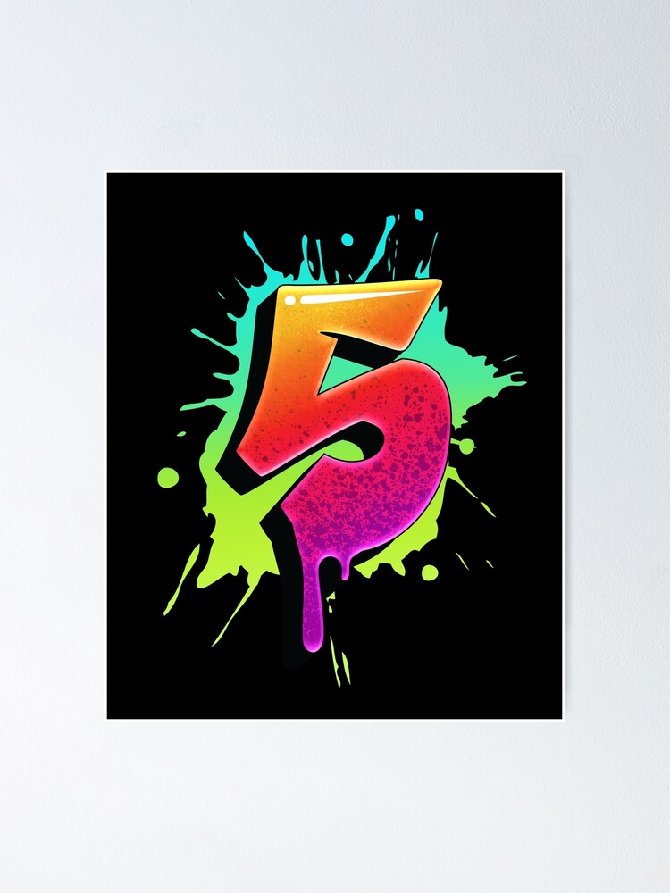 "Graffiti Number 5 Digit Colorful Paint Splash Style" Poster for Sale ...