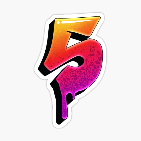 "Graffiti Number 5 Digit Colorful Paint Splash Style" Sticker for Sale ...