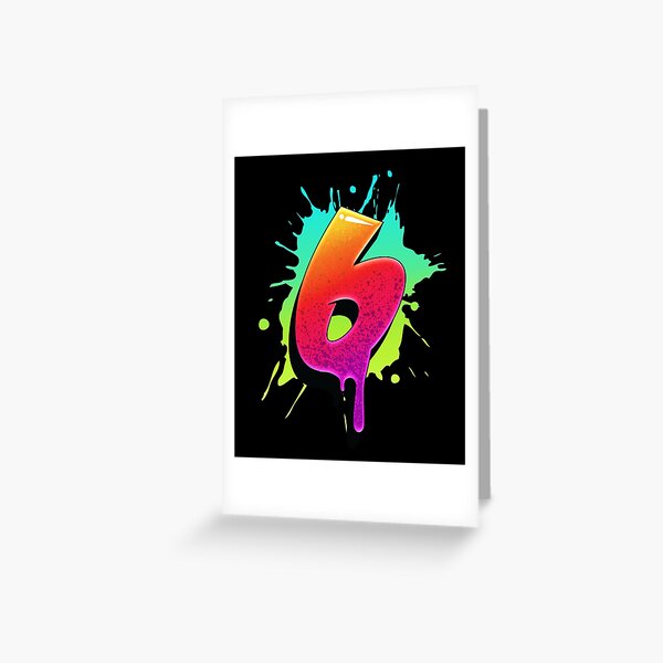 "Graffiti Number 6 Digit Colorful Paint Splash Style" Greeting Card for ...