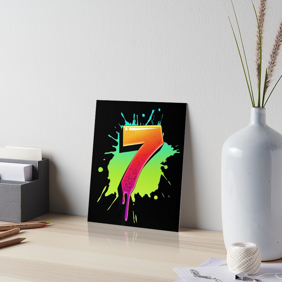 "Graffiti Number 7 Digit Colorful Paint Splash Style" Art Board Print ...