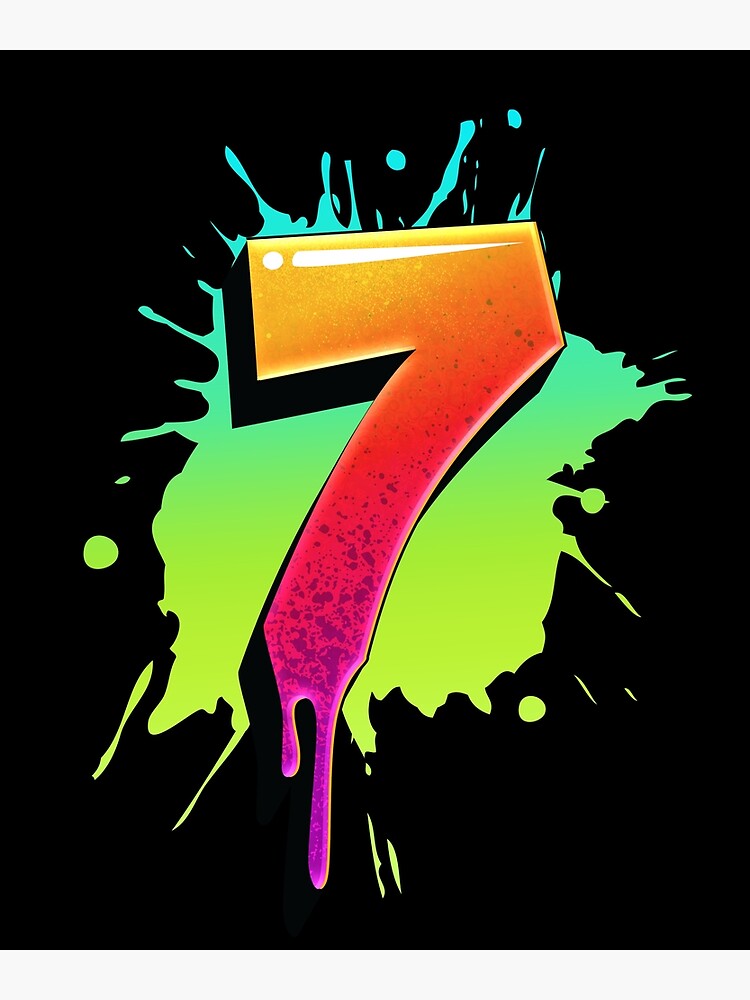 "Graffiti Number 7 Digit Colorful Paint Splash Style" Poster for Sale ...