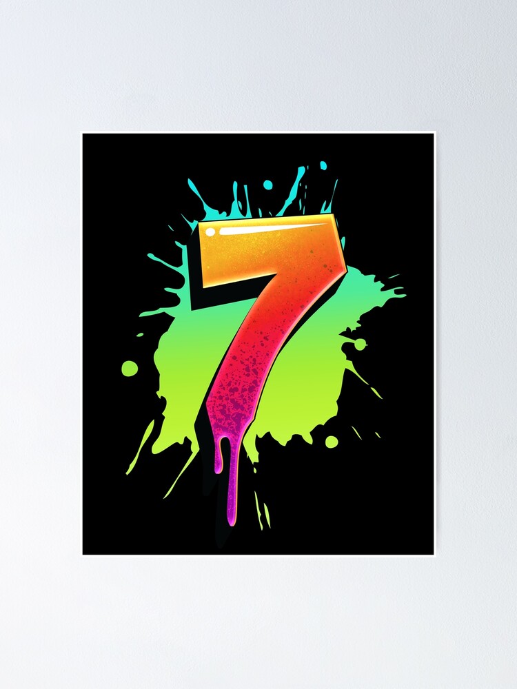 "Graffiti Number 7 Digit Colorful Paint Splash Style" Poster for Sale ...