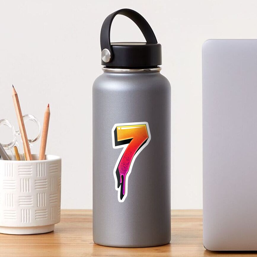 "Graffiti Number 7 Digit Colorful Paint Splash Style" Sticker for Sale ...