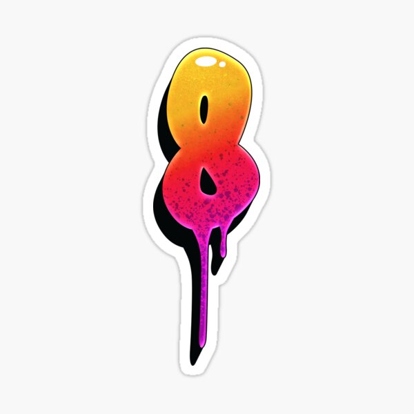 "Graffiti Number 8 Digit Colorful Paint Splash Style" Sticker for Sale ...