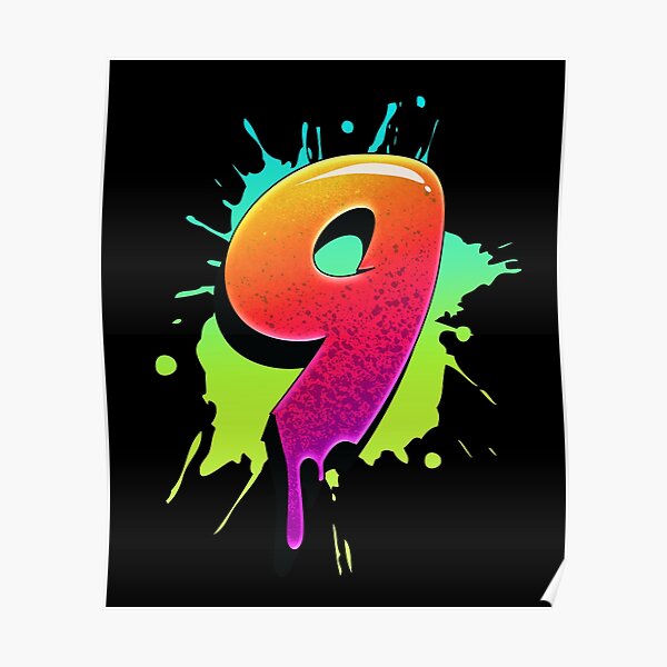 "Graffiti Number 9 Digit Colorful Paint Splash Style" Poster for Sale ...